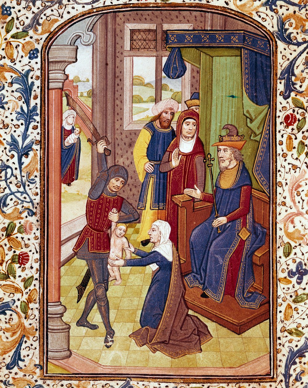 Solomon's Judgment. Two women pretend to be the mother of the same ...