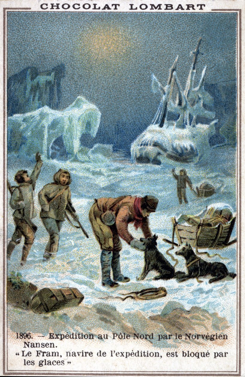 The Fram, boat of the Norwegian explorer Fridtjof Nansen, caught in the ...