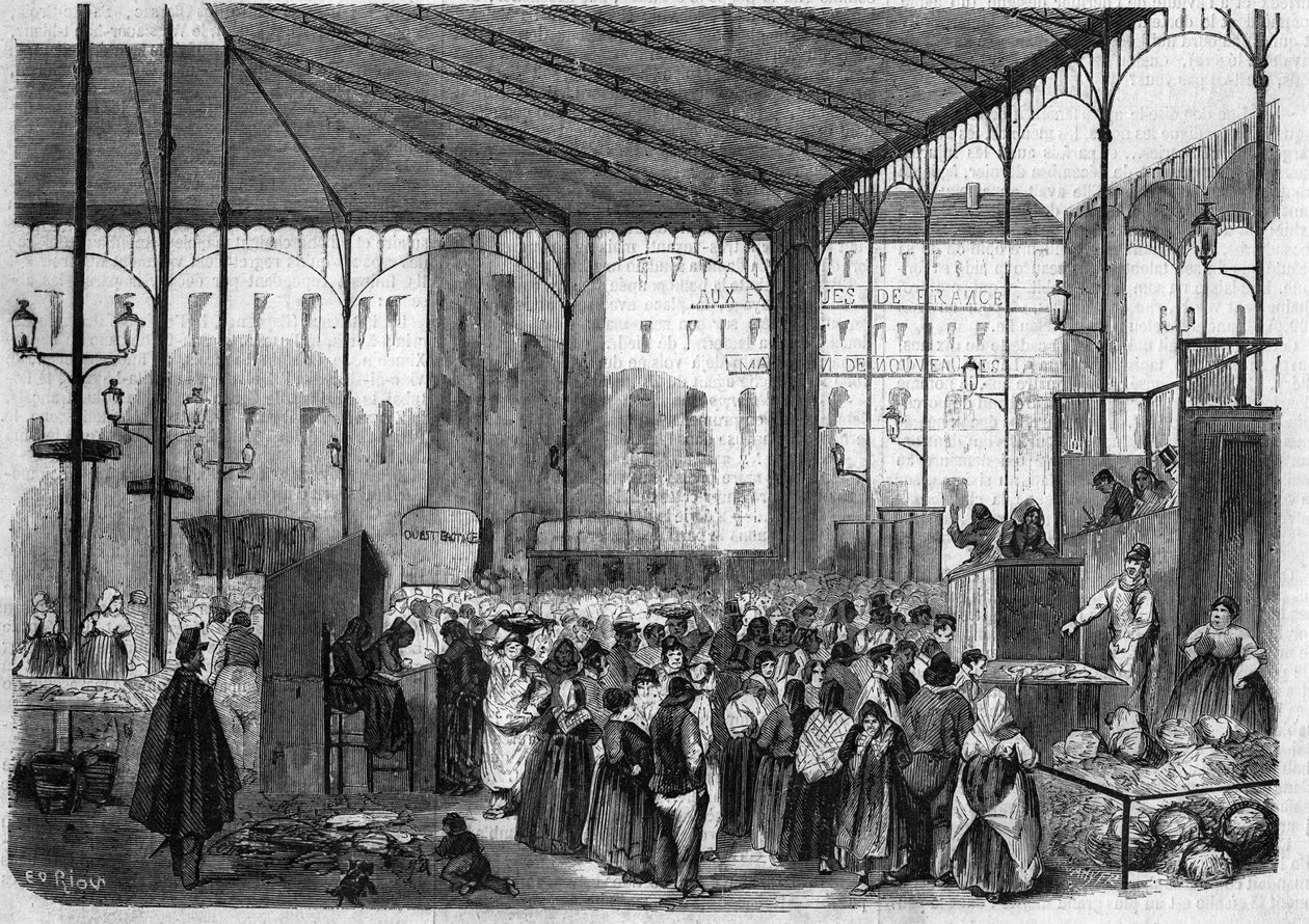 The central market of Paris: the fish market in 1858