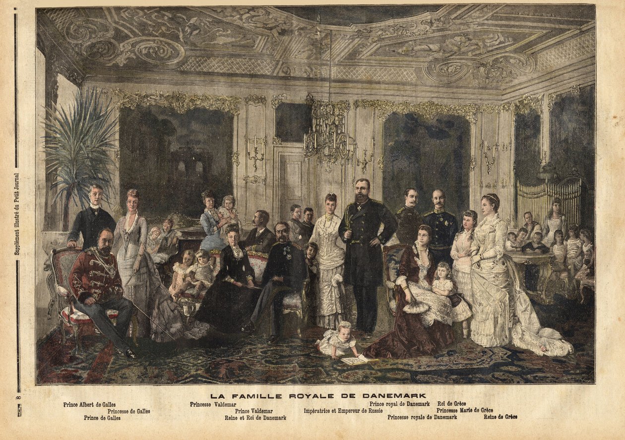 The royal family of Denmark, sitting in the centre, Queen Louise of Hesse-Kassel and King ...