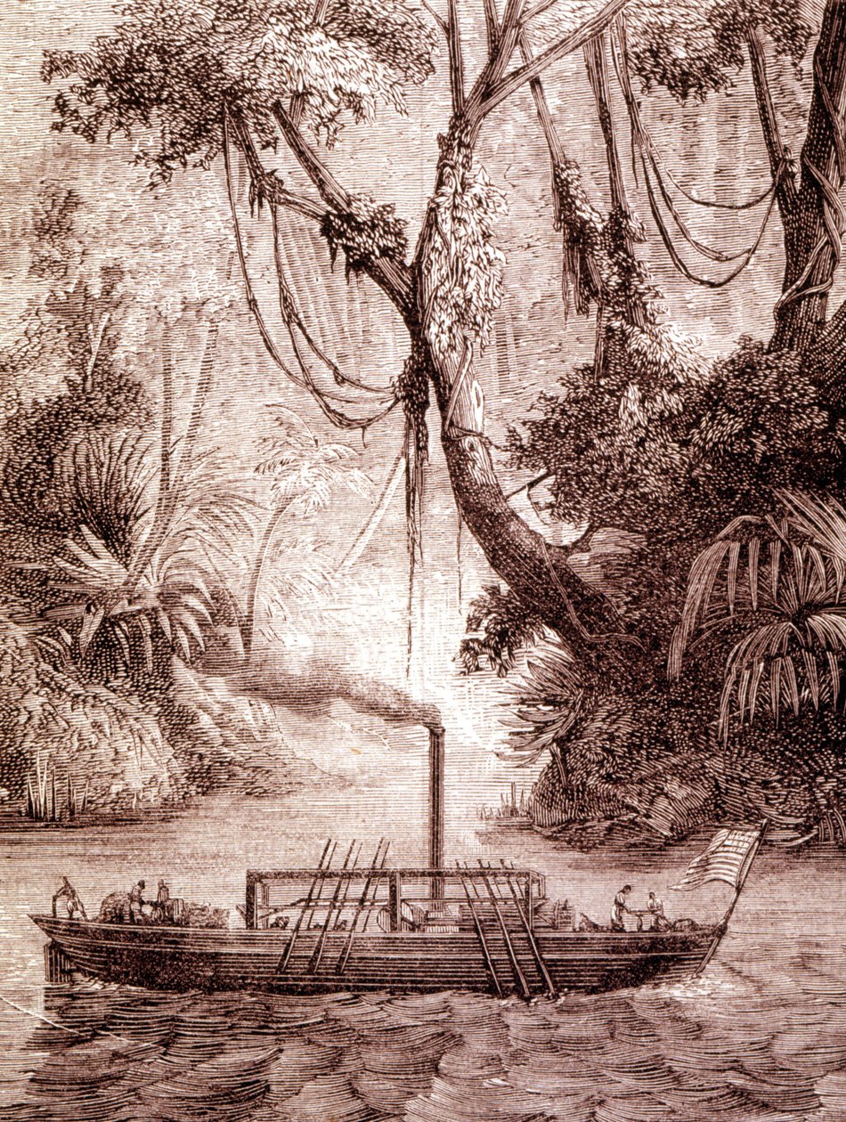 The Steamboat of John Fitch, American Inventor, on the Delaware River ...