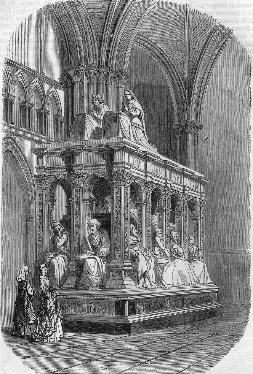Tomb of Louis XII King of France and Anne of Brittany. Engraving of the ...