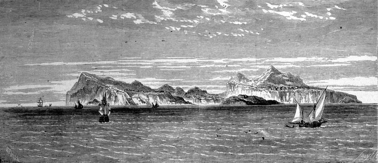 View of Procida Island off Naples. 19th century engraving