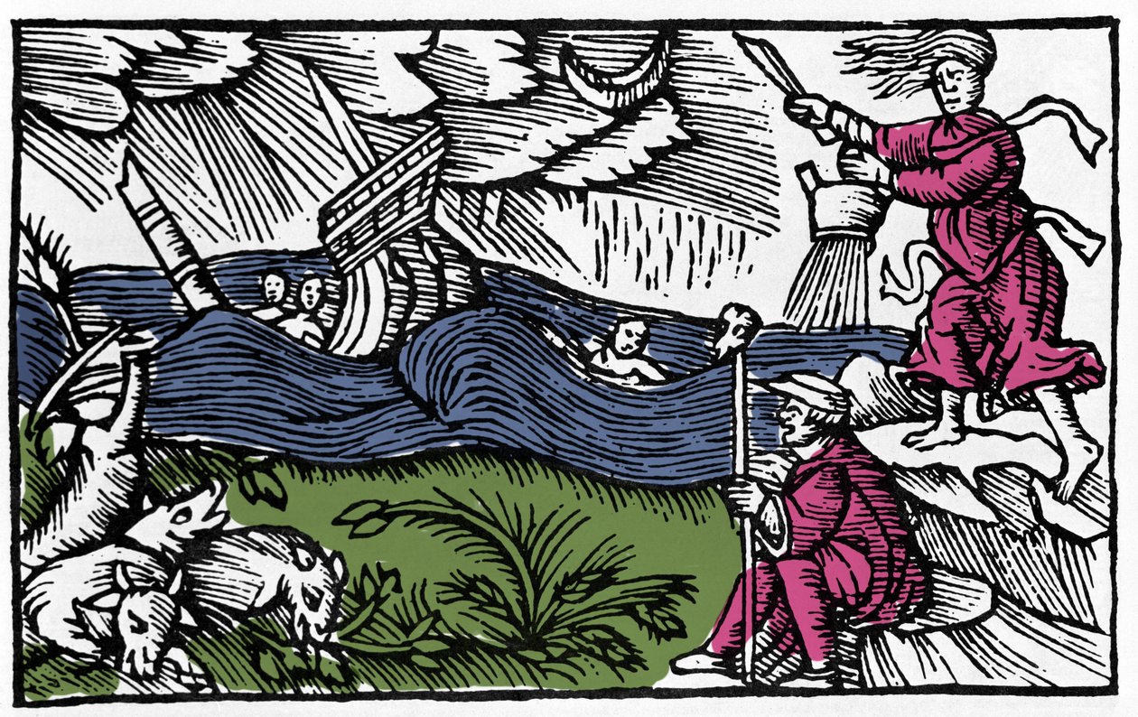 A witch causes a storm after Historia de gentis septentrionalibus by ...