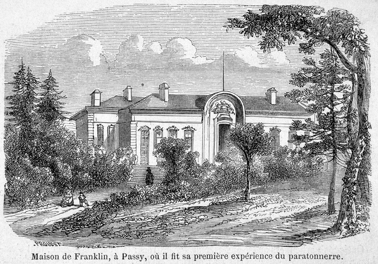 Benjamin Franklin's House in Passy, Where He Made His First Experience ...