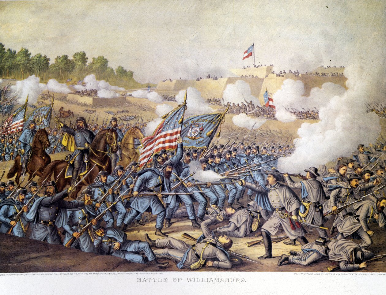 American Civil War: Battle of Williamsburg. Engraving