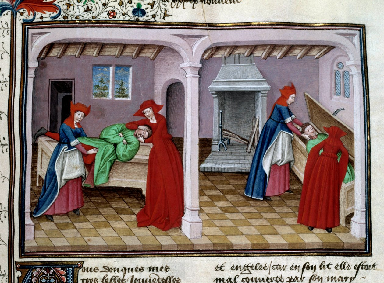 Death: A Patient in Agony, After His Death, His Body is Placed in a Coffin