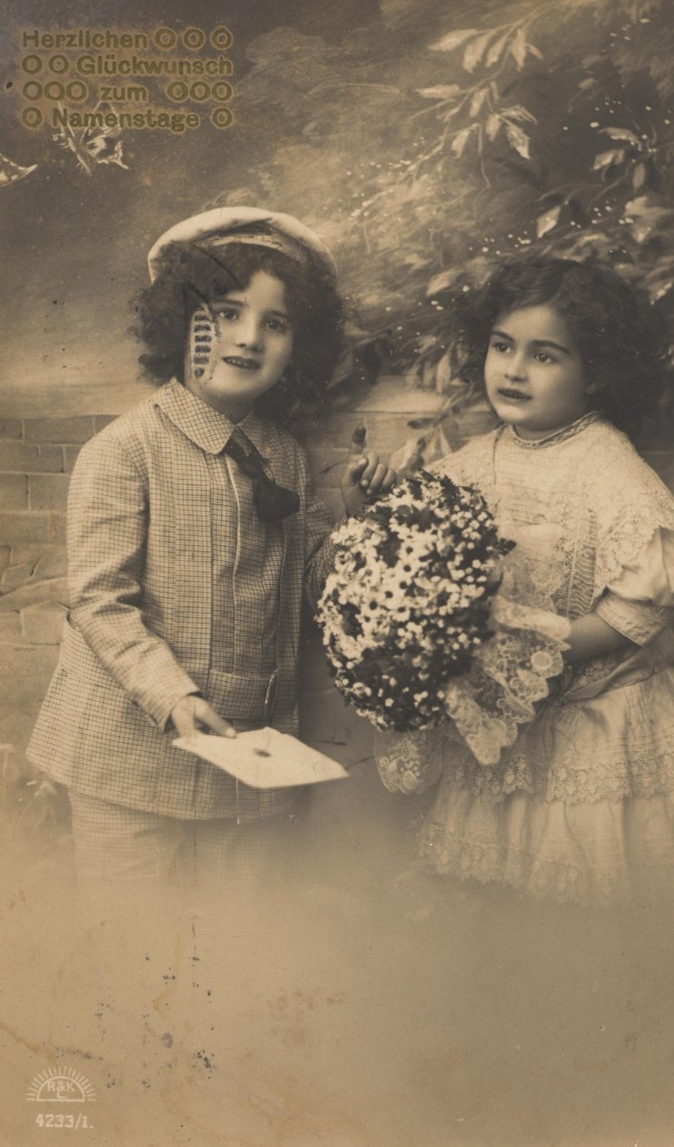 Historic Name Day Greeting Card, Children in Doll Costume, Kitschy ...