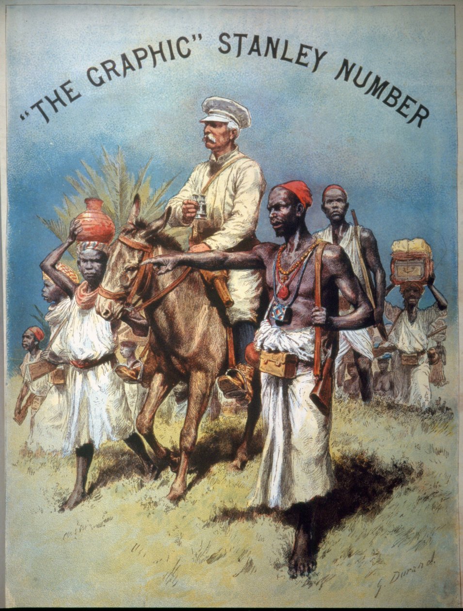 Illustration depicting explorer and journalist Henry Morton Stanley ...