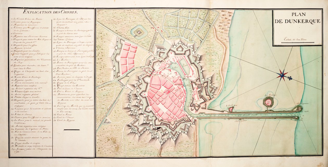 Map of Dunkirk by Unknown artist: Premium art reproduction
