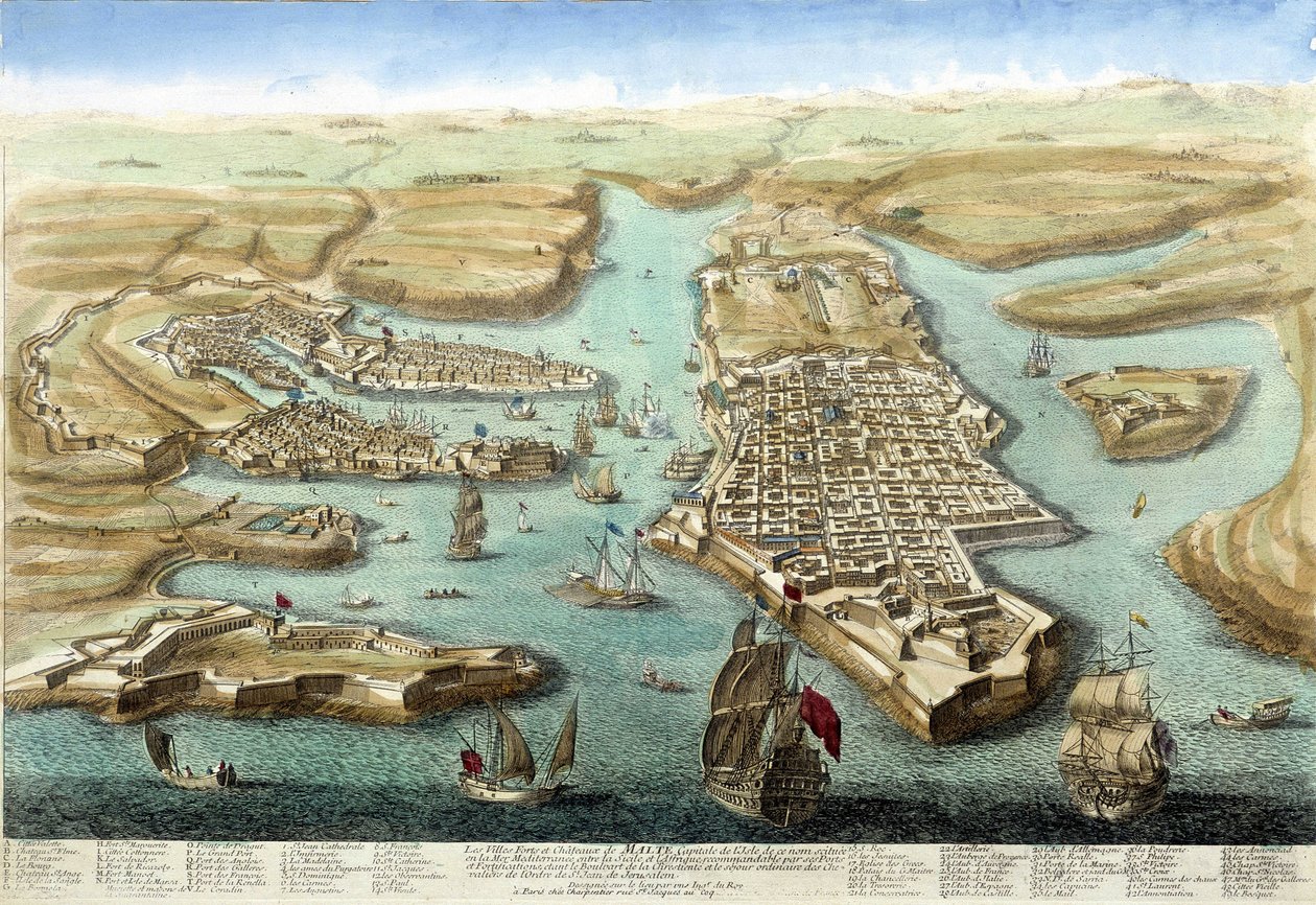 Map of the port of Malta, its fortifications and the castle