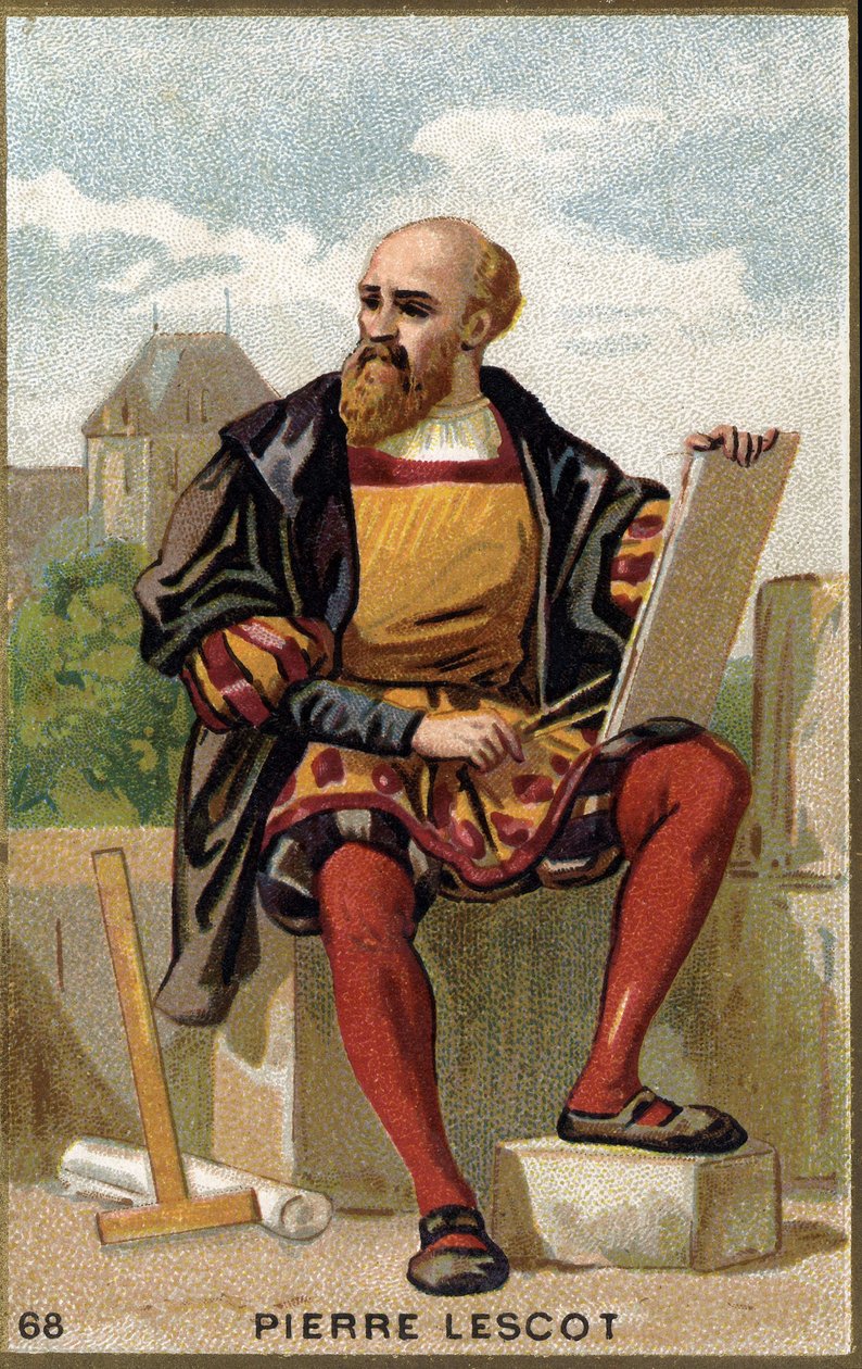 Portrait of Pierre Lescot (1515 - 1578) French architect and painter. Chromolithography of the ...