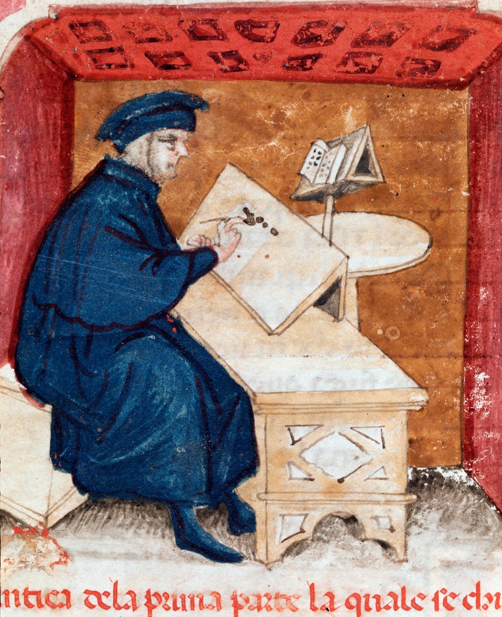 Portrait of Italian Poet Dante Alighieri Writing His Divina Commedia