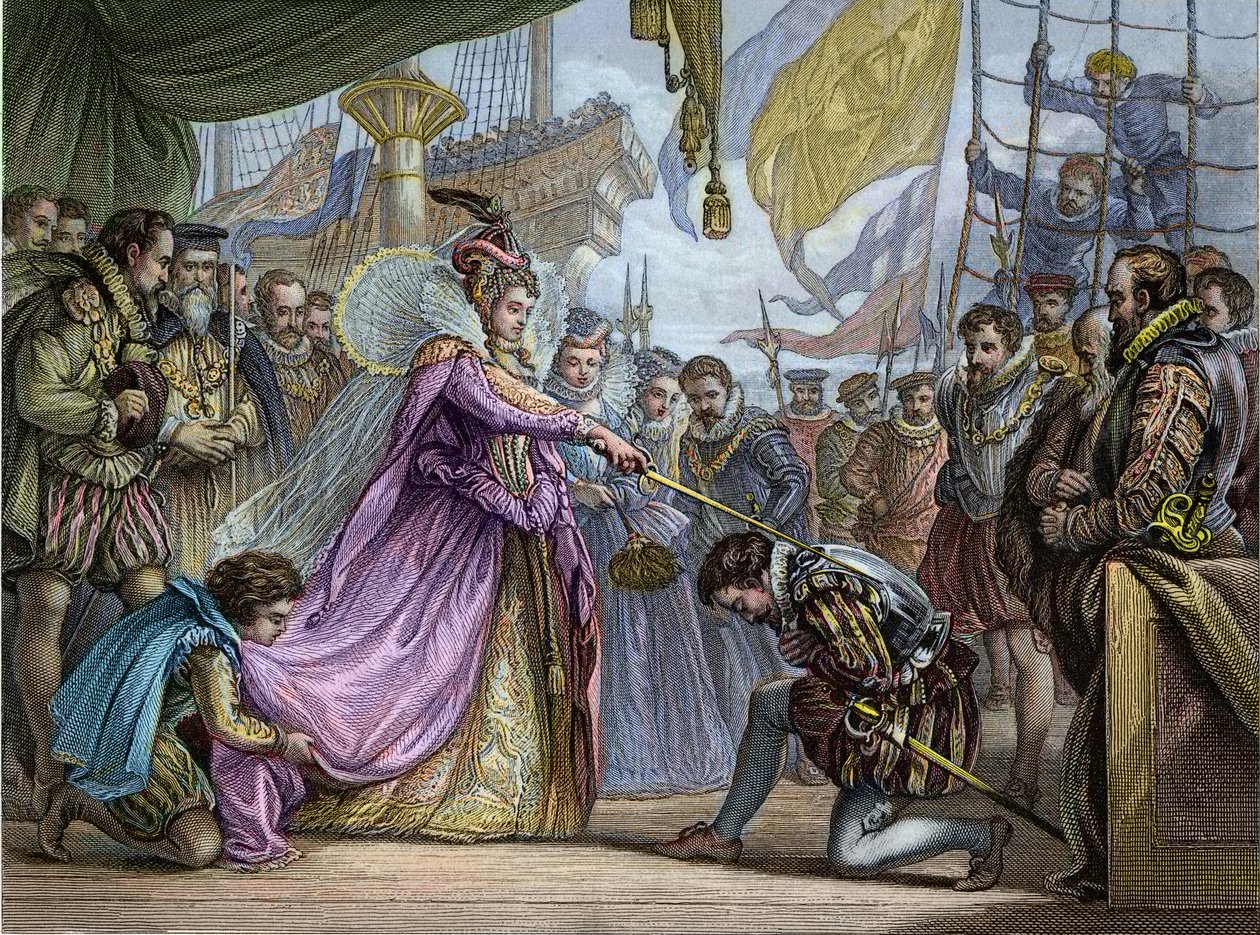 Queen Elizabeth I Knighting Francis Drake by Unknown artist