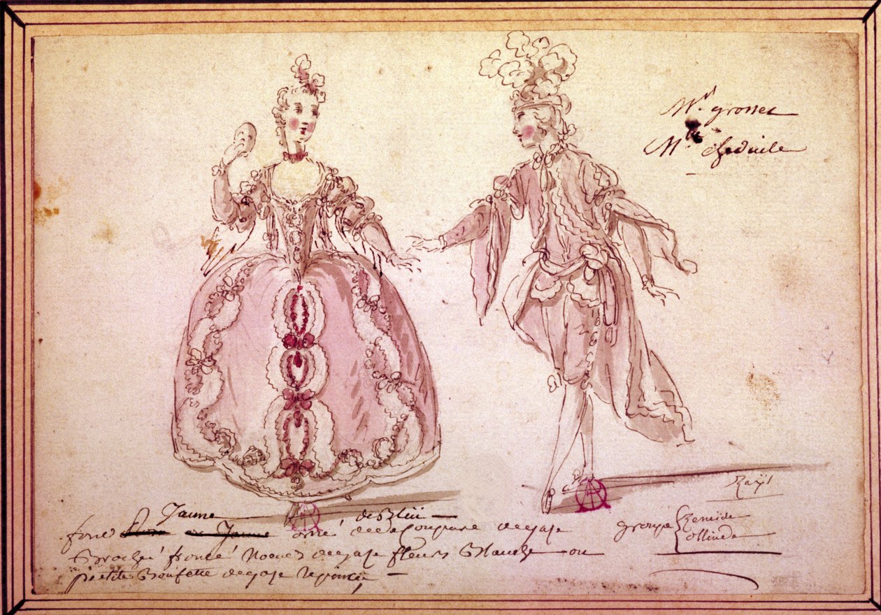 Scenography: drawing of costumes for the pastoral 'Nais' by Jean ...