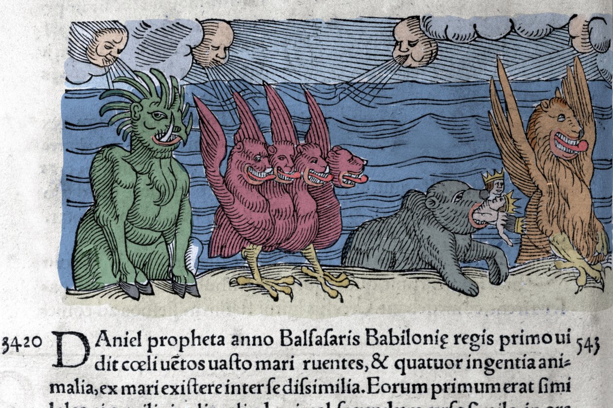 The Prophet Daniel Sees Monsters Appearing: Haniel, Kafziel, Azriel, Aniel