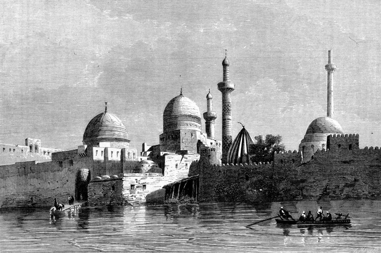 View of the mosque of Mosul in Iraq. 19th century engraving