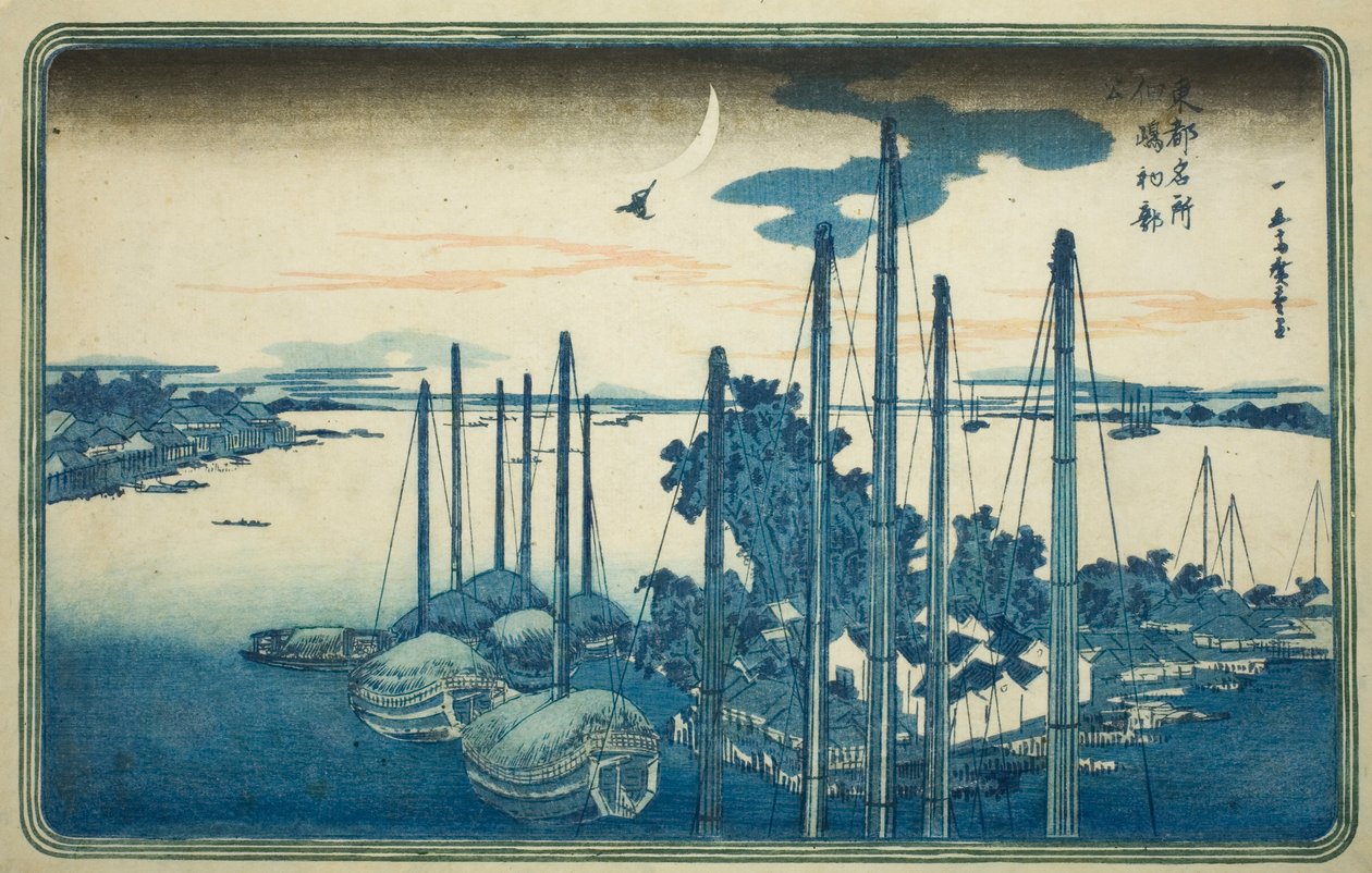 First Cuckoo of the Year at Tsukuda Island, from the series "Famous ...