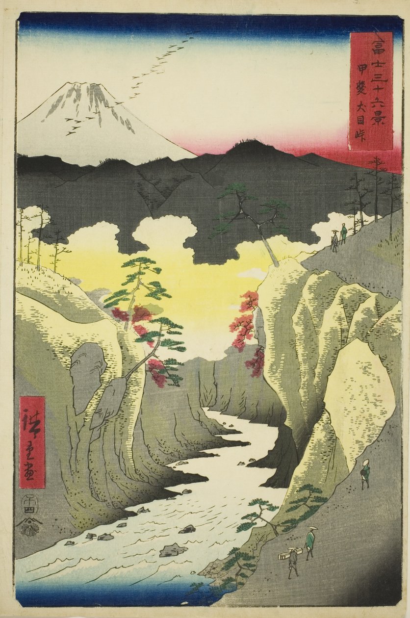 Inume Pass in Kai Province, from the series "Thirty-six Views of Mount ...