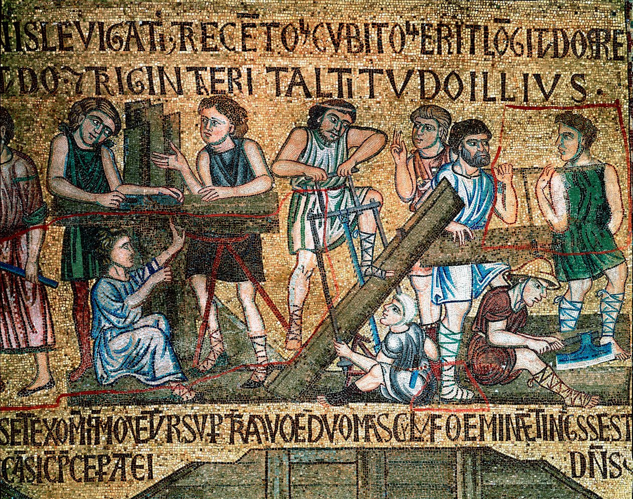 Byzantine architecture: 'The construction of the Tower of Babel' mosaic made by Venetian artists ...