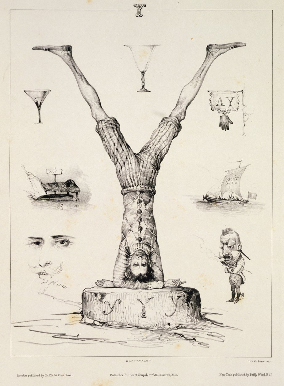 Letter Y from an Alphabet Primer, engraved by Lemercier, 1832