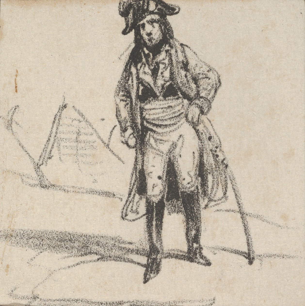 Soldier leaning on his sword, mid-19th century