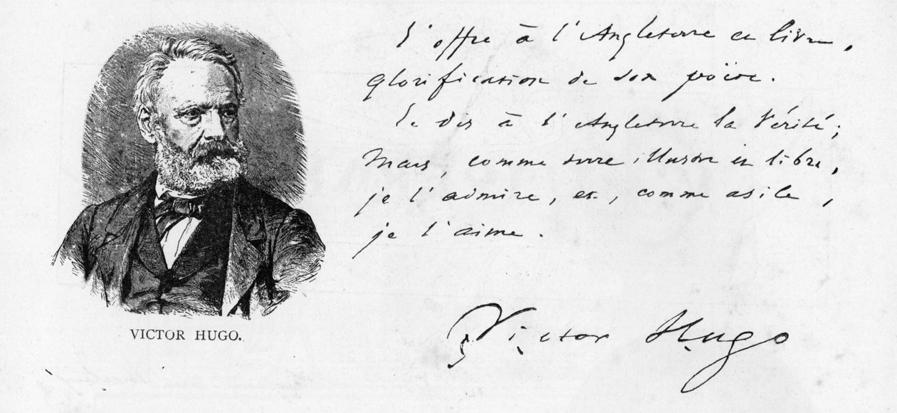 Victor Hugo's Dedication to England of His Book on Shakespeare, c.1864