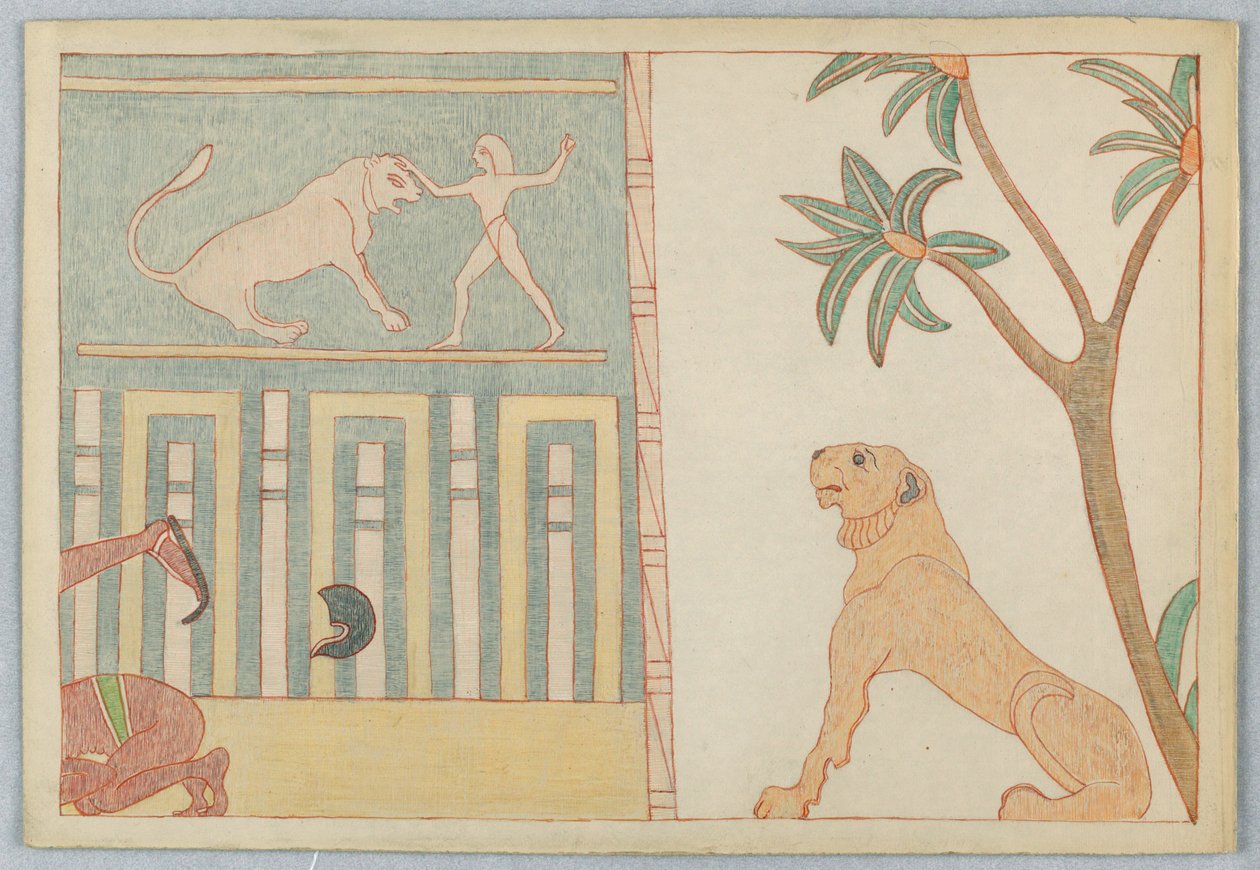 The Lion Felled by the Man, Illustration for Aesop's Fables