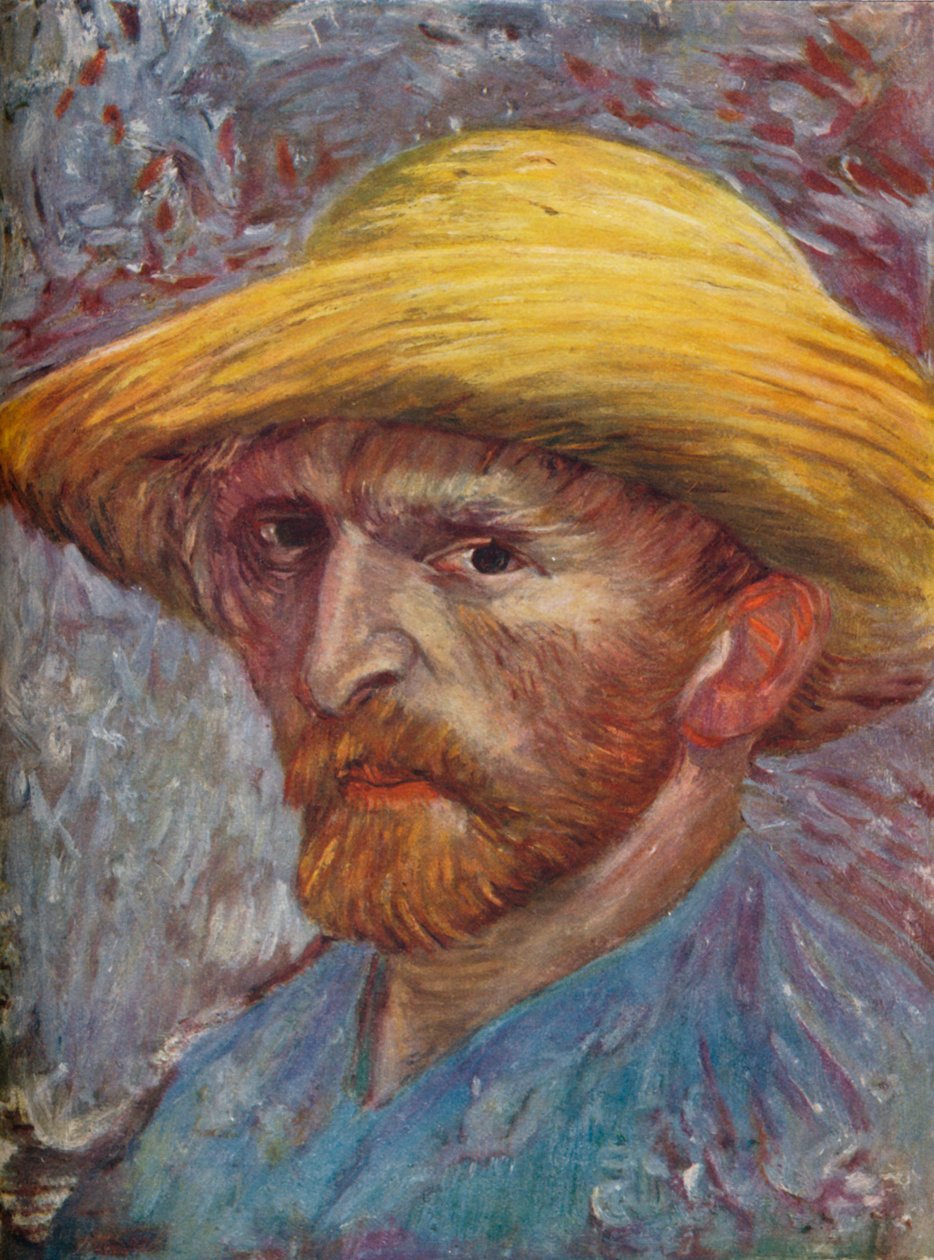 Self Portrait with Straw Hat by Vincent van Gogh