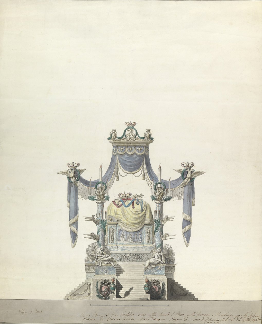 Catafalque for the Empress Catherine the Great of Russia Front Elevation