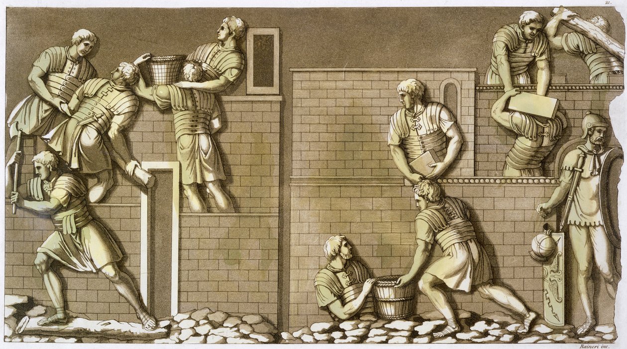 Roman Soldiers Building a Fort by Vittorio Raineri