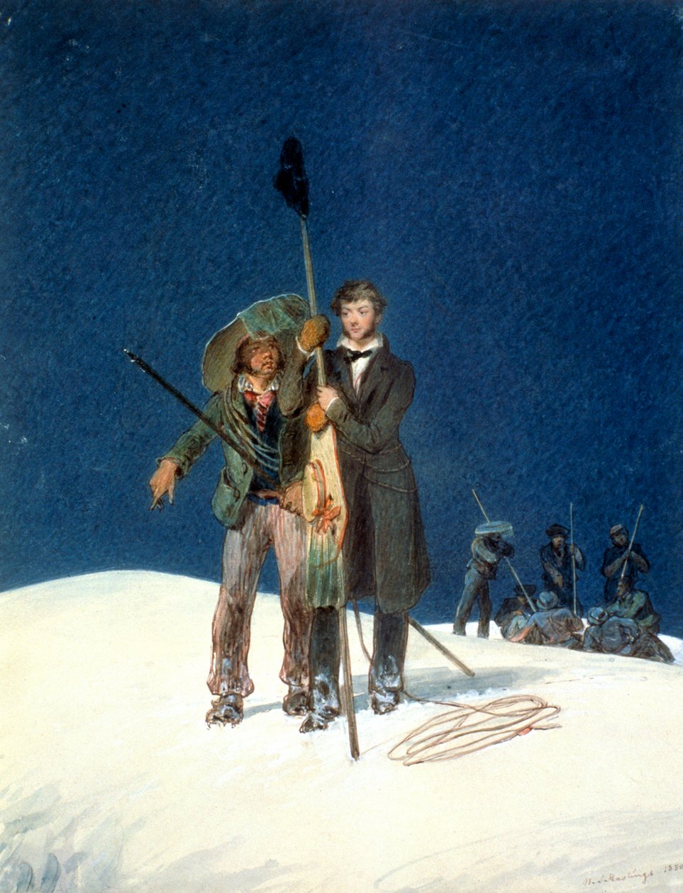 Charles Fellows with William Hawes, plants a baton on the summit of ...