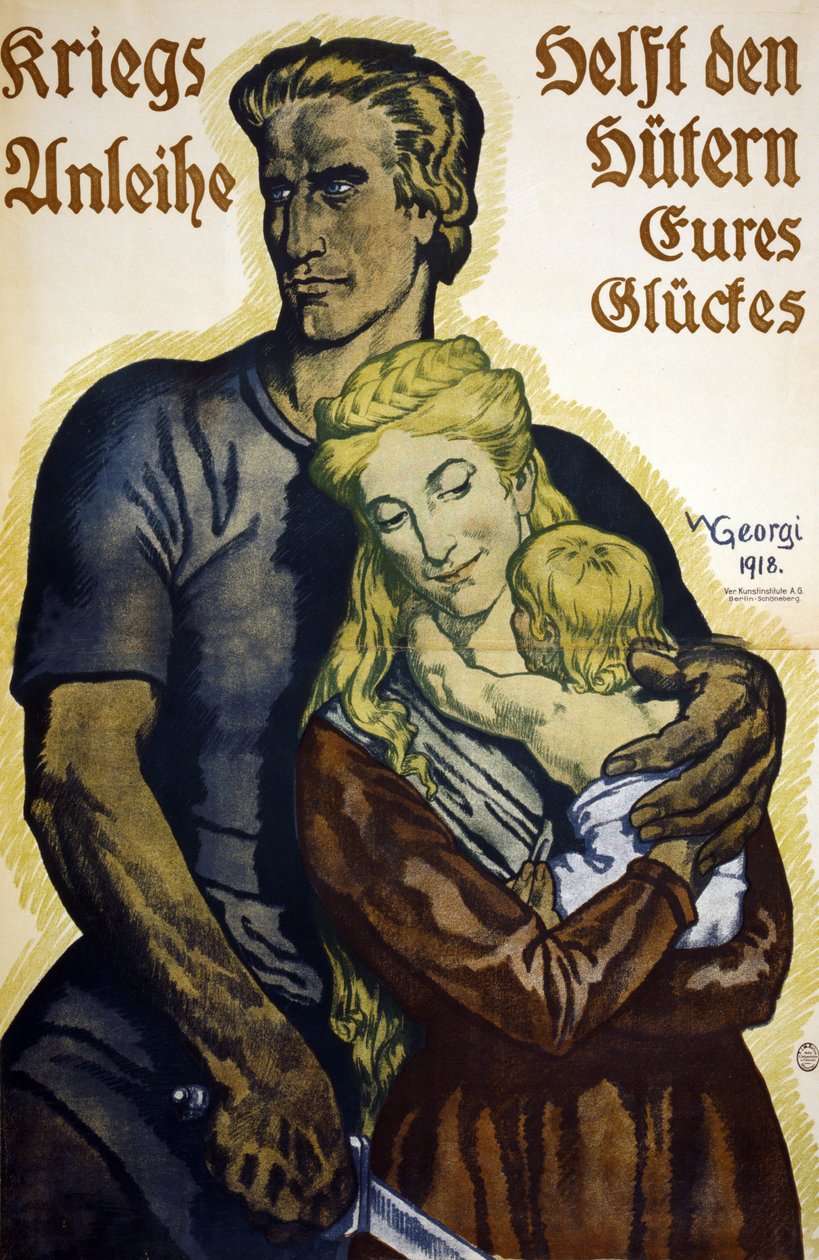 World War I 1914-1918. German poster for subscribers to War Loan bonds