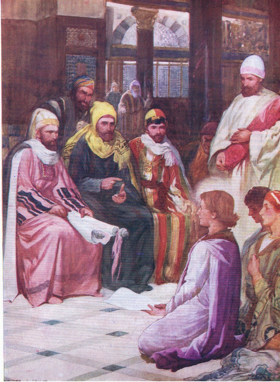 The boy Jesus in the temple, from The Bible Picture Book published by ...