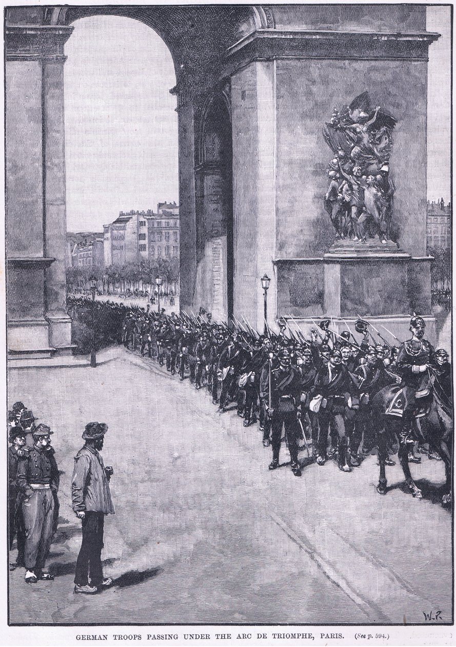 German troops passing under the Arc de Triomphe 1871 AD
