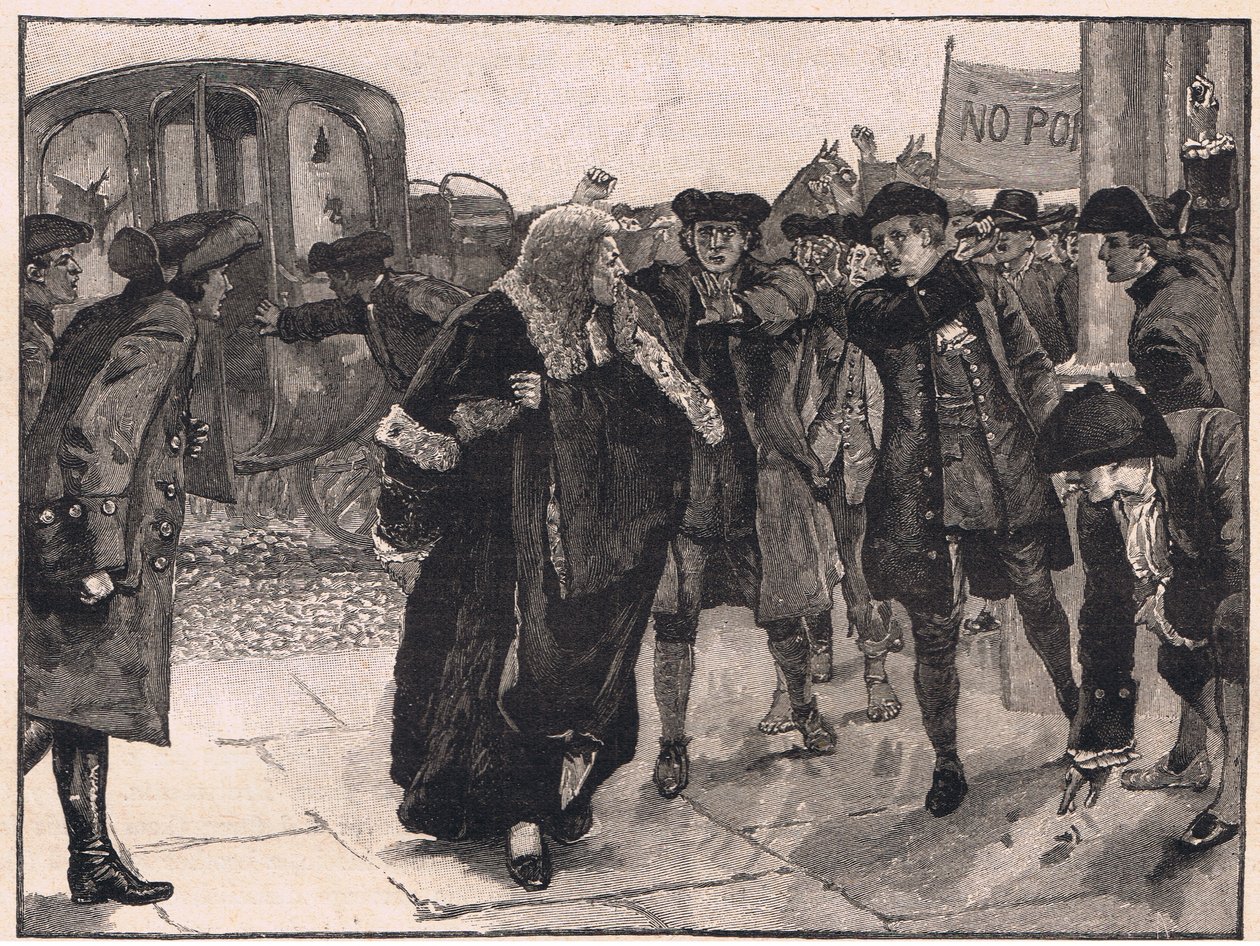 'No Popery' rioters assaulting Lord Mansfield AD 1780