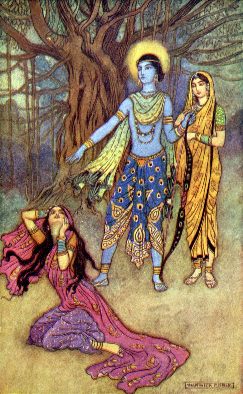 Rama spurns the demon lover by Warwick Goble: Fine art print