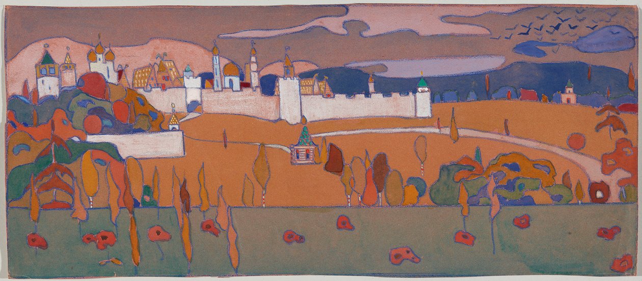 Walled City in Autumn Landscape by Wassily Kandinsky