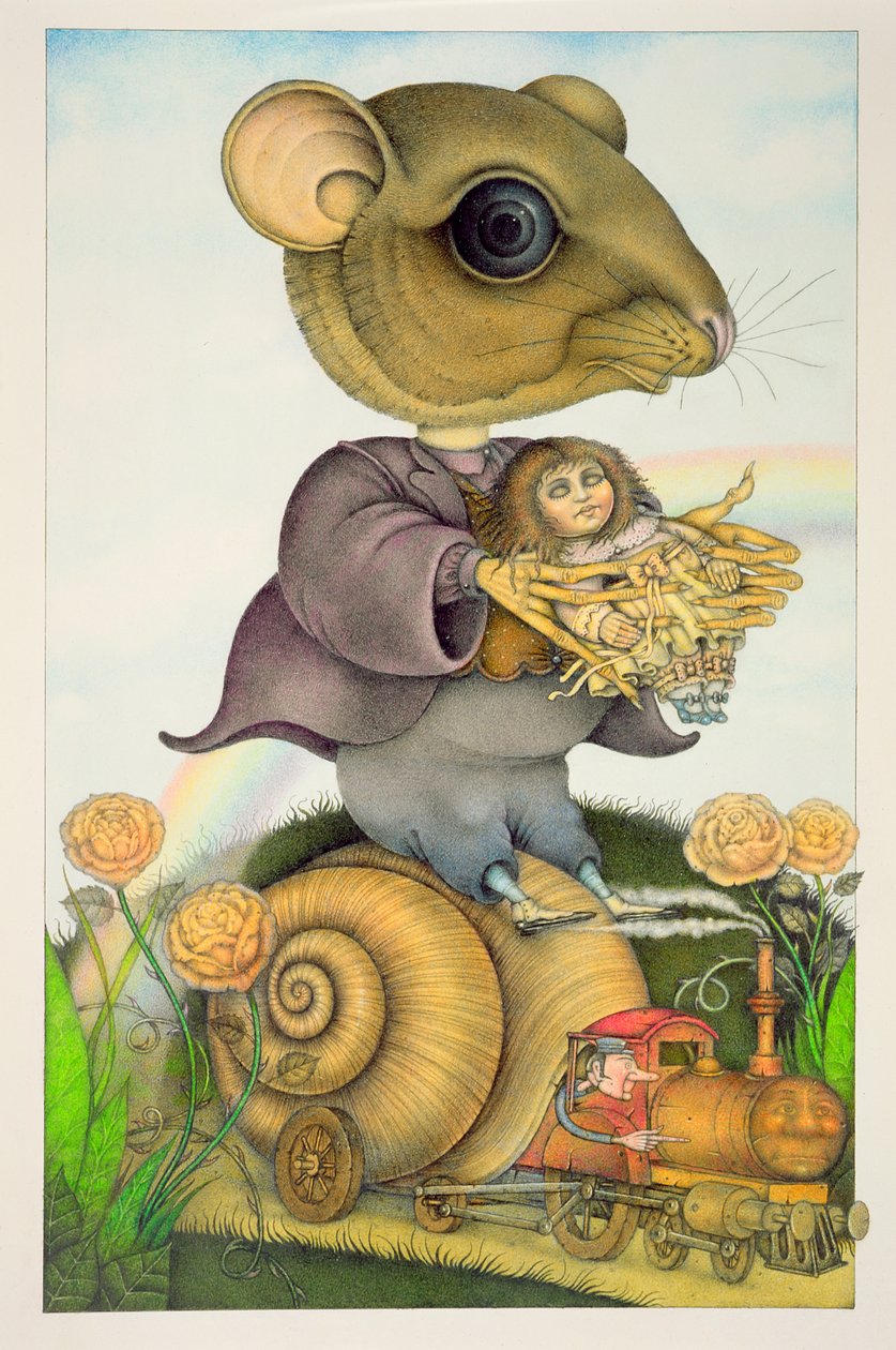 Mouse and Doll on a Snail Train by Wayne Anderson