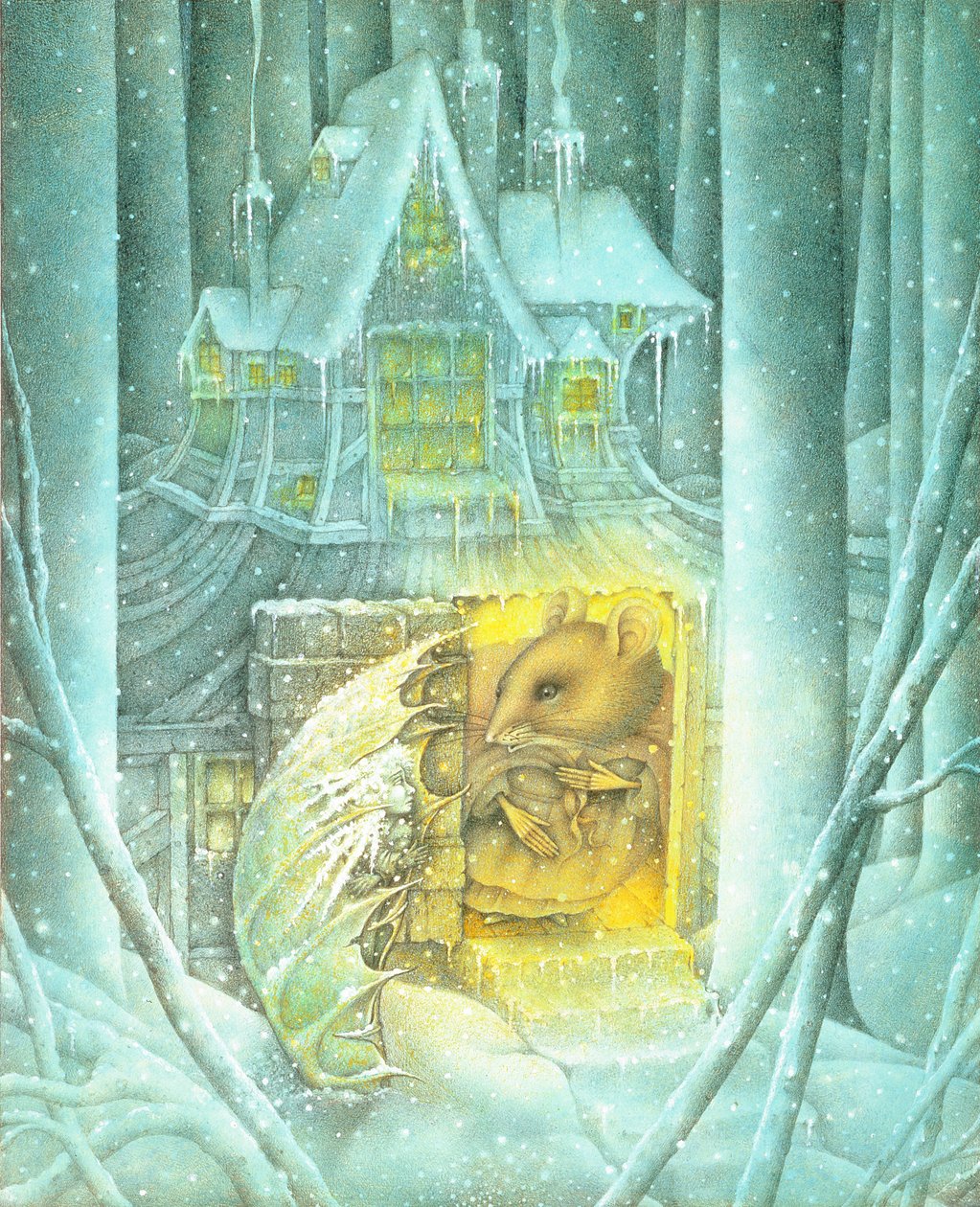 Thumbelina and Mouse in Snow by Wayne Anderson