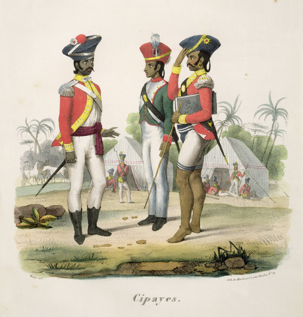 Sepoys, from 'L'Inde Francaise' by M.E. Burnouf, engraved by Marlet und ...