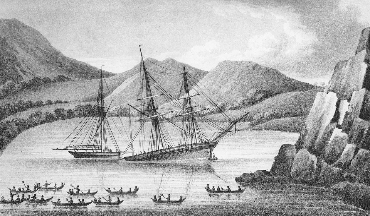 Brig Jane and Cutter Beaufoy Passing Through a Chain of Ice Islands