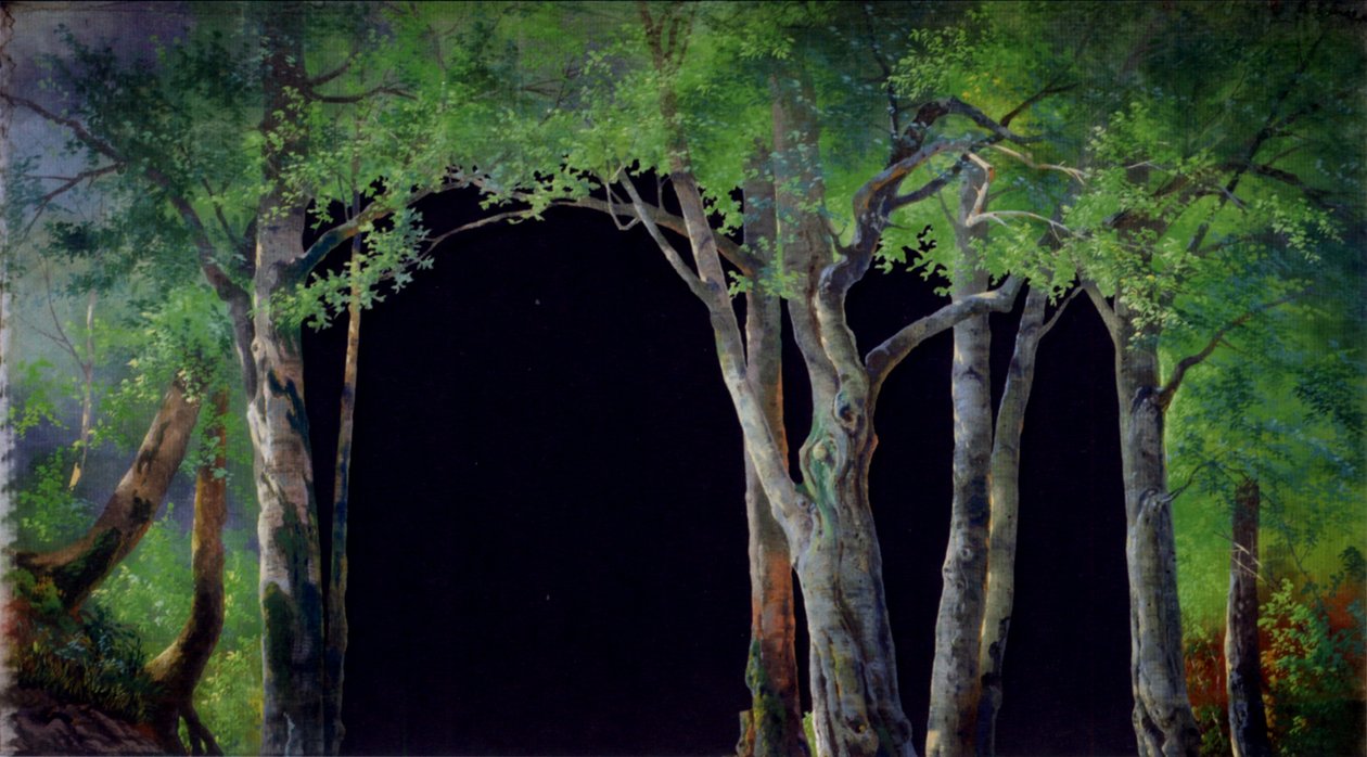 Konzerthaus Ravensburg Kulissenbogen mit einer Waldszenerie