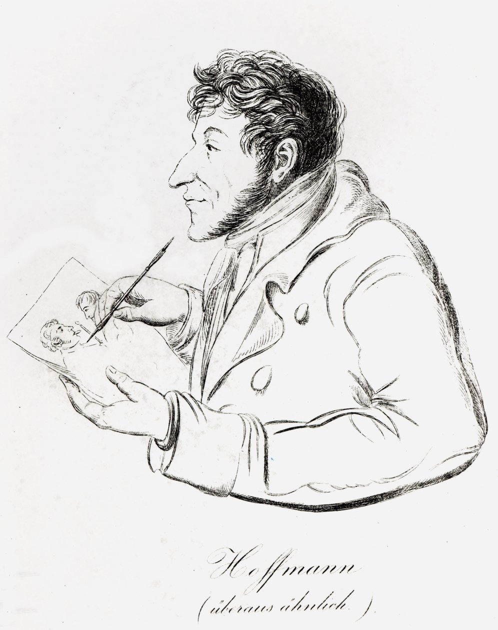 Self portrait of Hoffmann depicting himself making a self portrait
