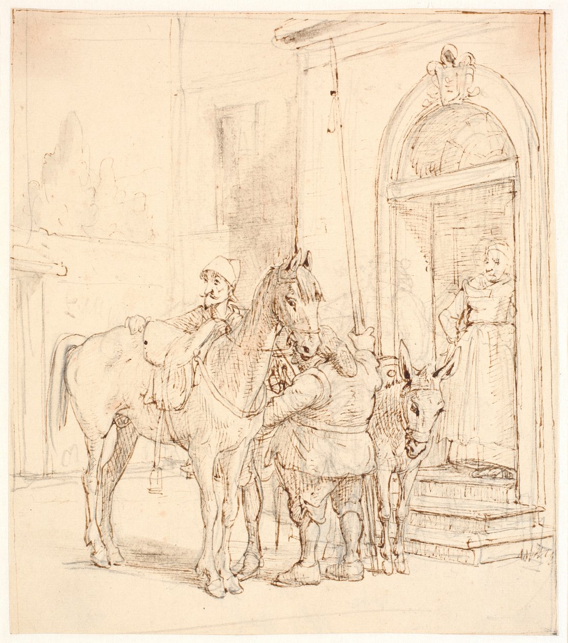 Don Quixote and Sancho Panza Outside the Inn