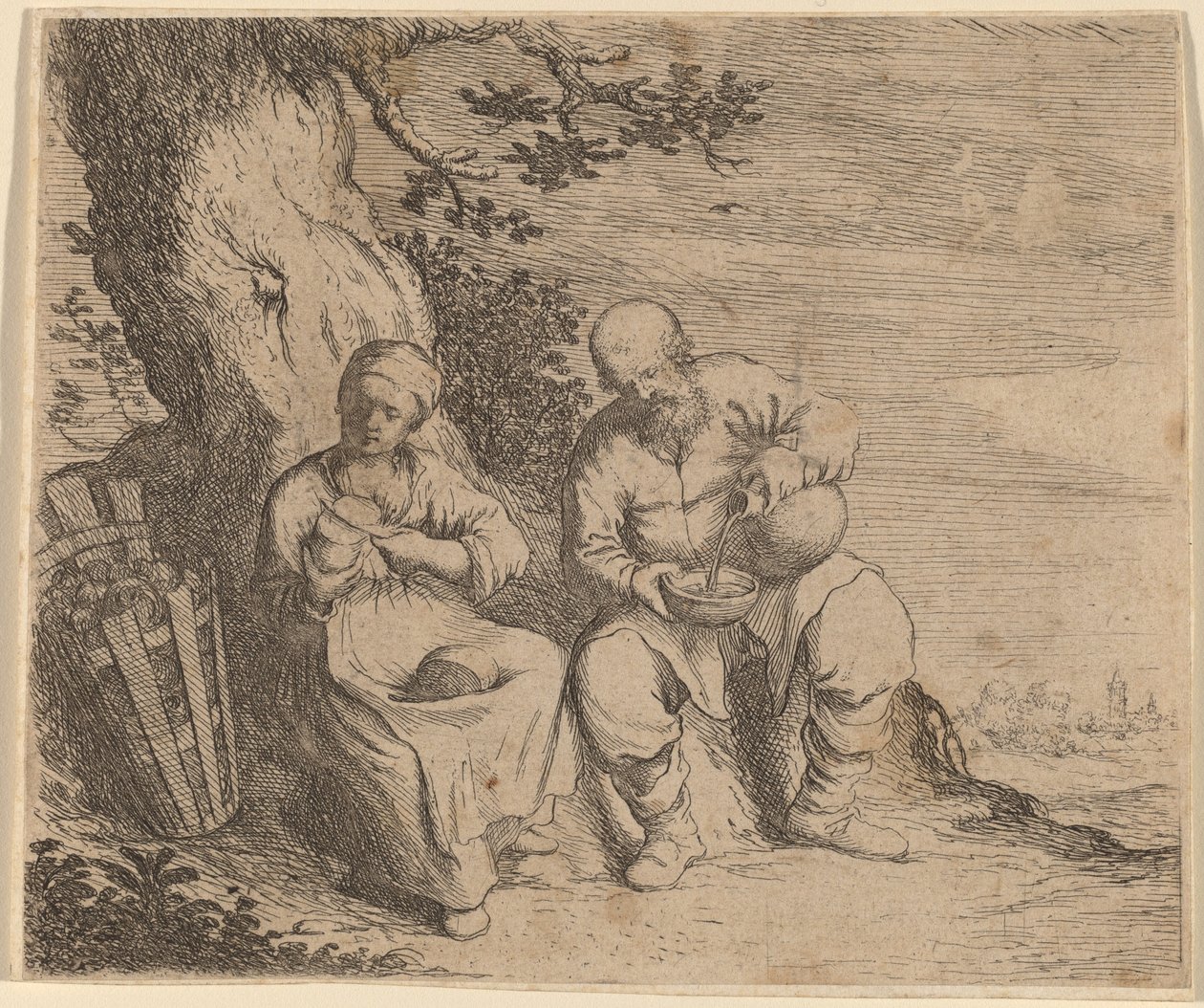 Peasant Couple Sitting under a Tree by Willem Basse