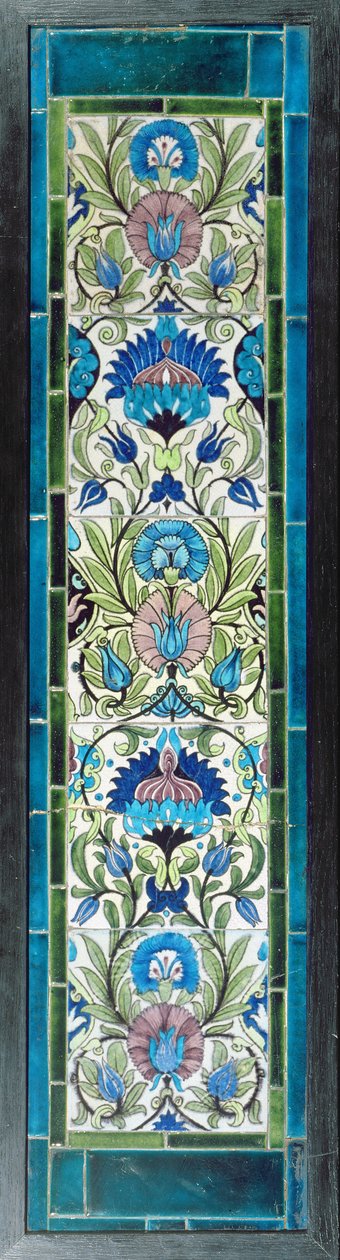 Five tiles with continuous floral design