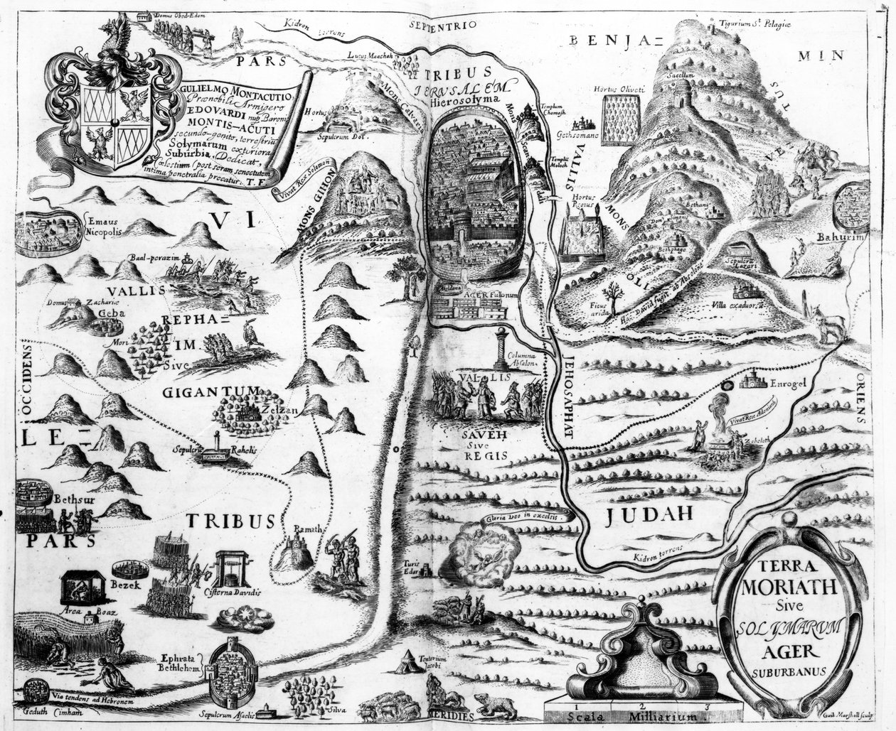 Map of Israel, from 'A Pisgah-sight of Palestine' by Thomas Fuller, 1650