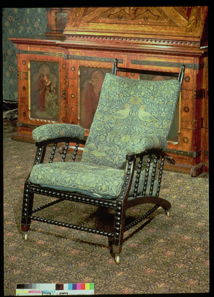 Chair by William Morris, Upholstered in Original 'Bird' Woollen Tapestry