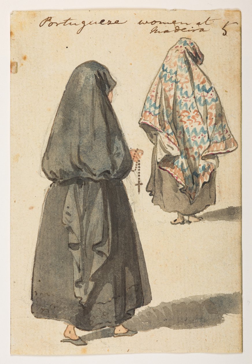 Portugueze women at Madiera, from an Album of 372 drawings of ...